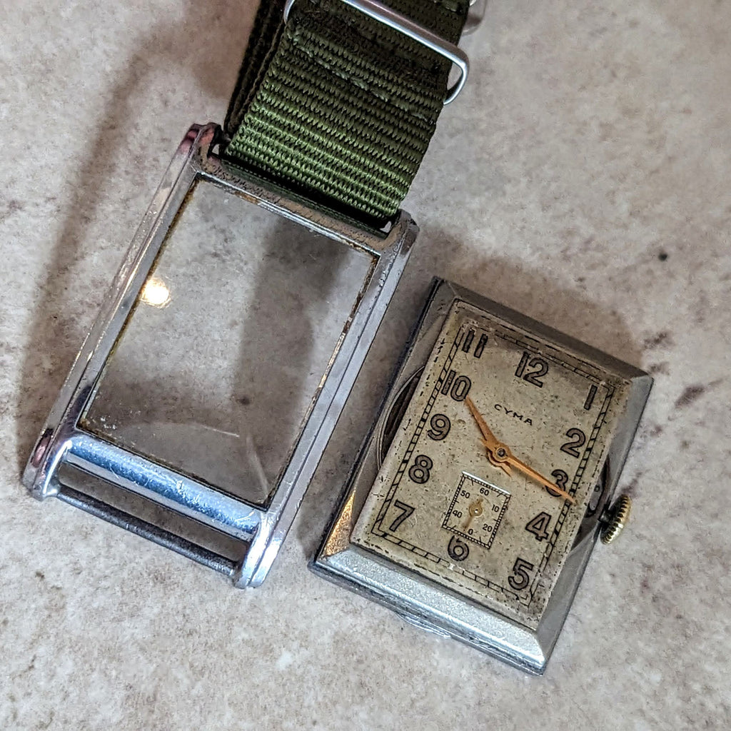 1940 CYMA Tank Case Wristwatch 15 Jewels Cal. Ref. 032D Swiss Made Wat ...