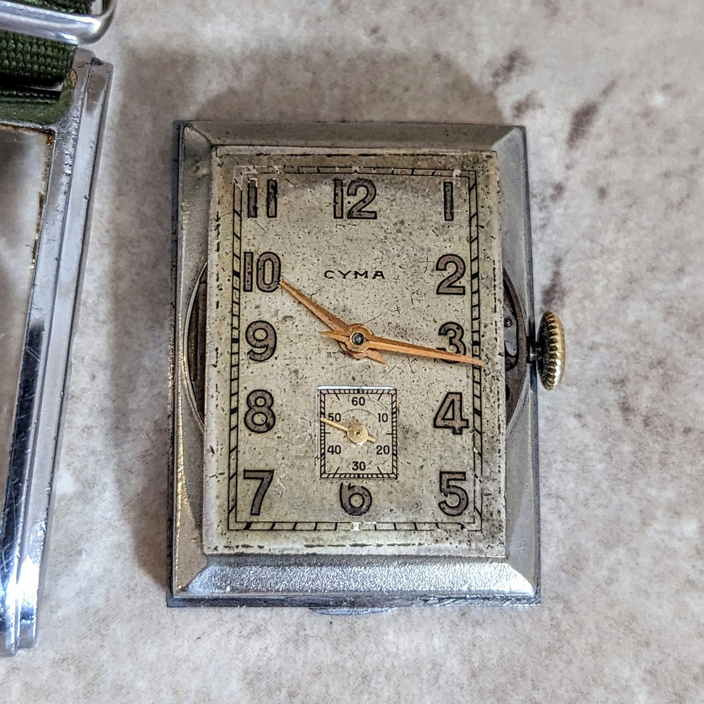 1940 CYMA Tank Case Wristwatch 15 Jewels Cal. Ref. 032D Swiss Made Wat ...