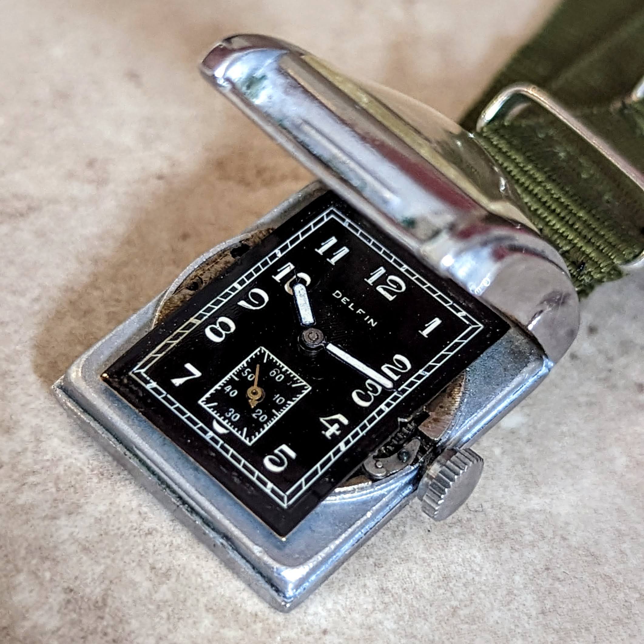 1940s DELFIN Tank Wristwatch 15 Rubies Swiss Made Vintage Watch ...