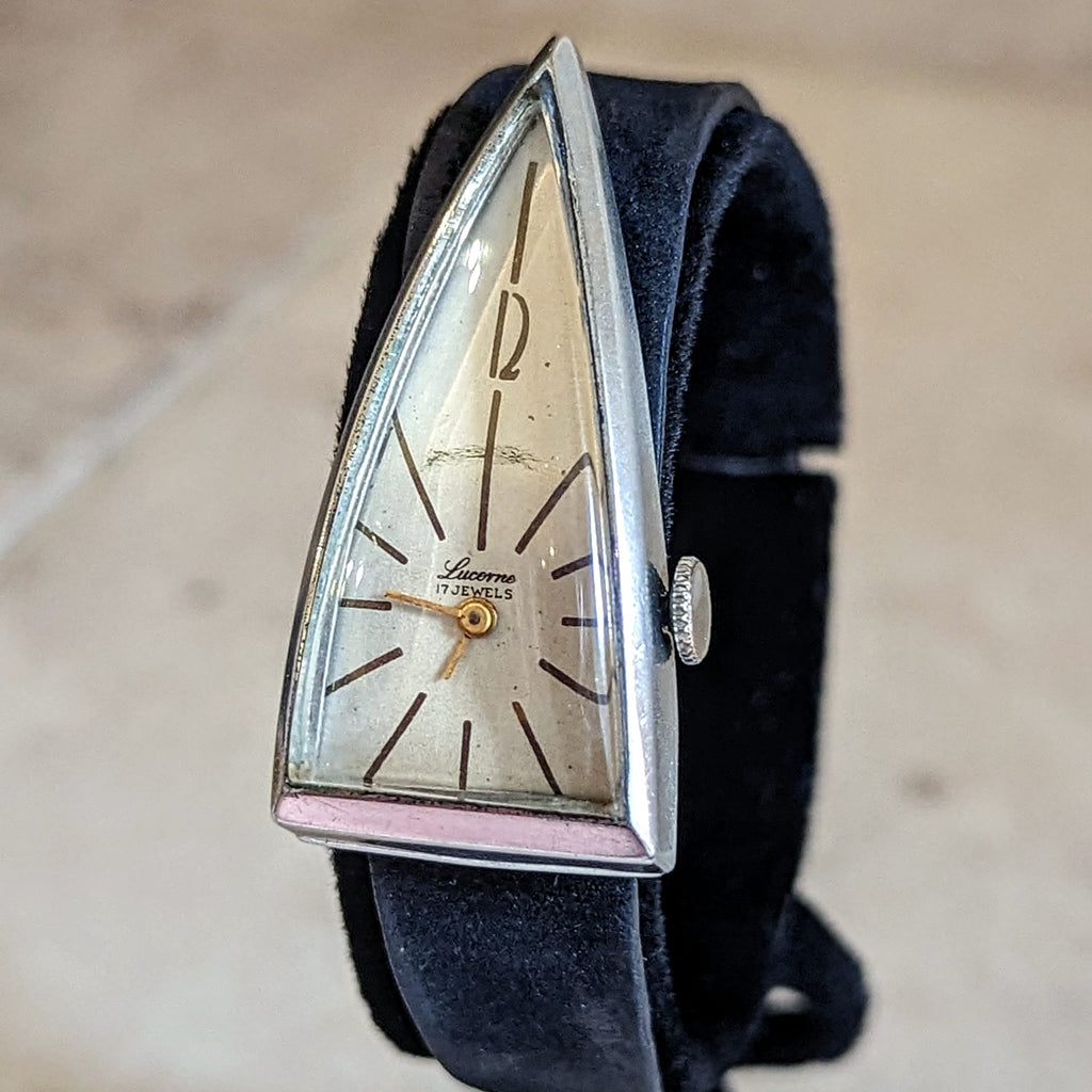 LUCERNE “A Parabolic Watch” 17 Jewels Triangle Wristwatch Swiss Made ...