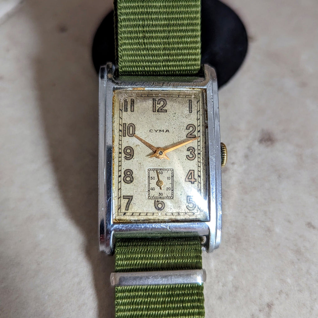1940 CYMA Tank Case Wristwatch 15 Jewels Cal. Ref. 032D Swiss Made Wat ...