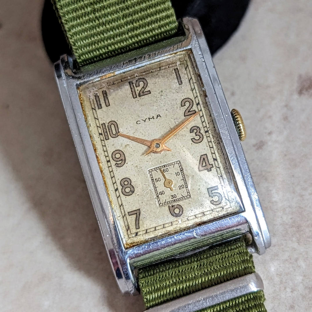 1940 CYMA Tank Case Wristwatch 15 Jewels Cal. Ref. 032D Swiss Made Wat ...