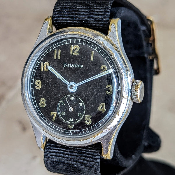 1942 HELVETIA German Army DH Watch Ref. 3190 15 Jewels WWII Wristwatch ...