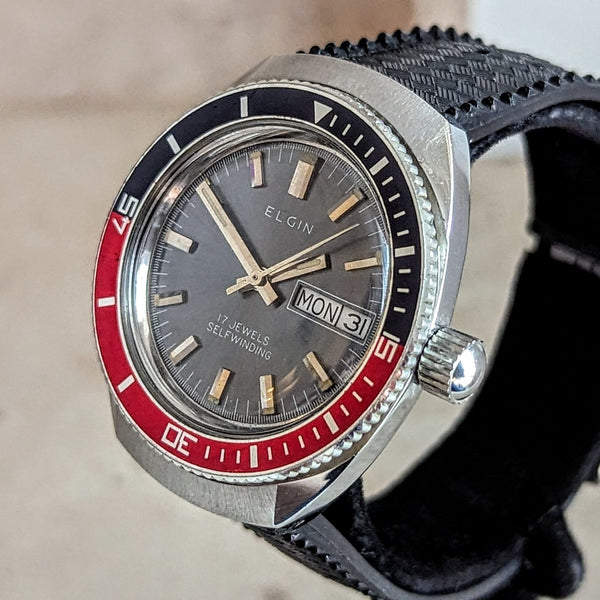 1960s ELGIN Diver Automatic Wristwatch Day/Date Ref. DH6312 Cal. ETA 2 ...