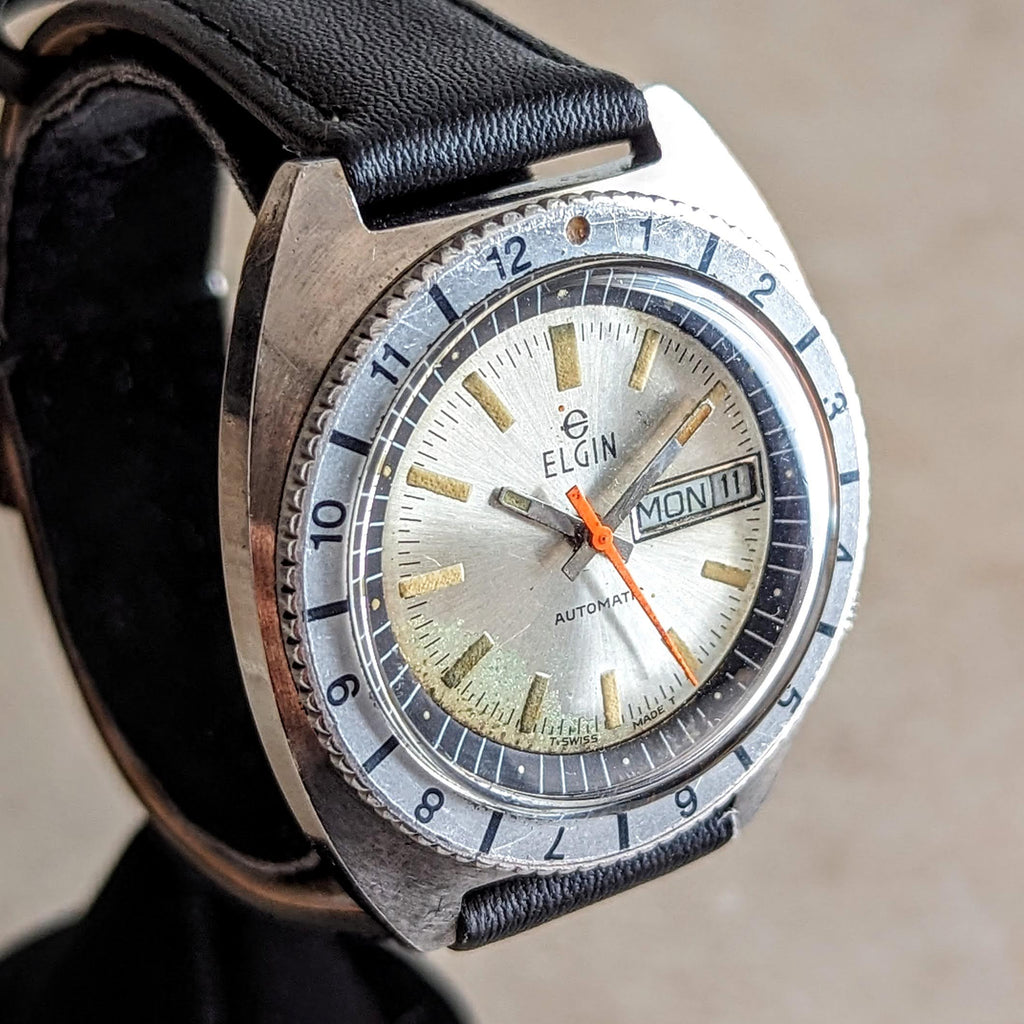 ELGIN Diver Automatic Wristwatch Day/Date Ref. WH103 Cal. FHF 909 Swis – SECOND HAND HOROLOGY