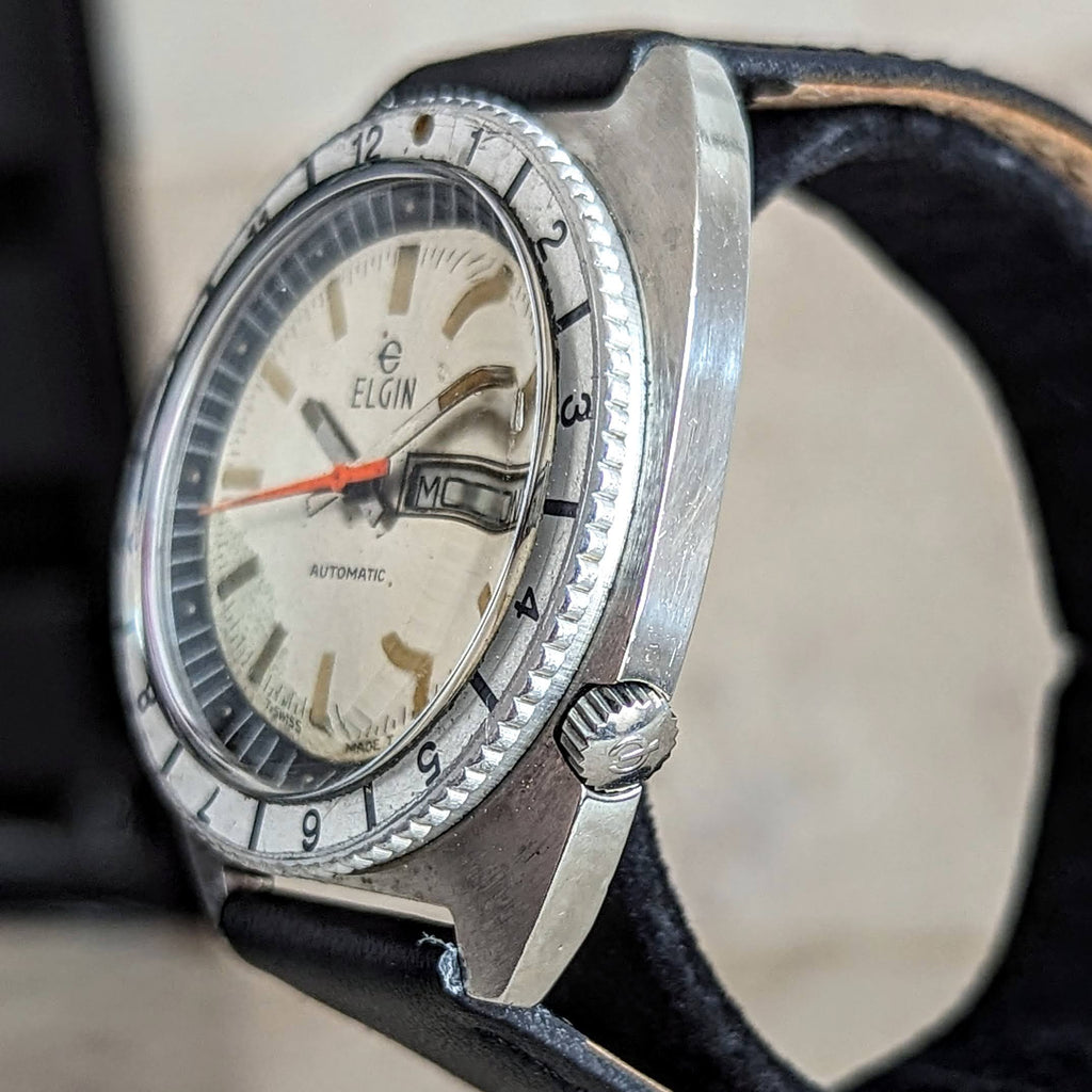 ELGIN Diver Automatic Wristwatch Day/Date Ref. WH103 Cal. FHF 909 Swis – SECOND HAND HOROLOGY