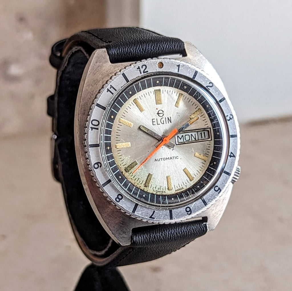 ELGIN Diver Automatic Wristwatch Day/Date Ref. WH103 Cal. FHF 909 Swis – SECOND HAND HOROLOGY
