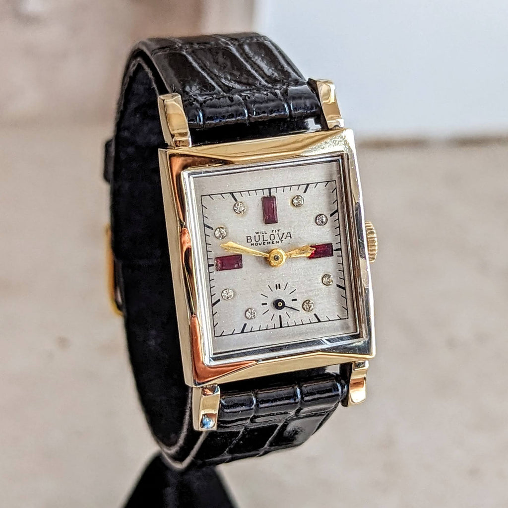 1946 Custom BULOVA Watch 17 Jewels Cal. 8AH Fancy Dial Swiss Made Wris ...