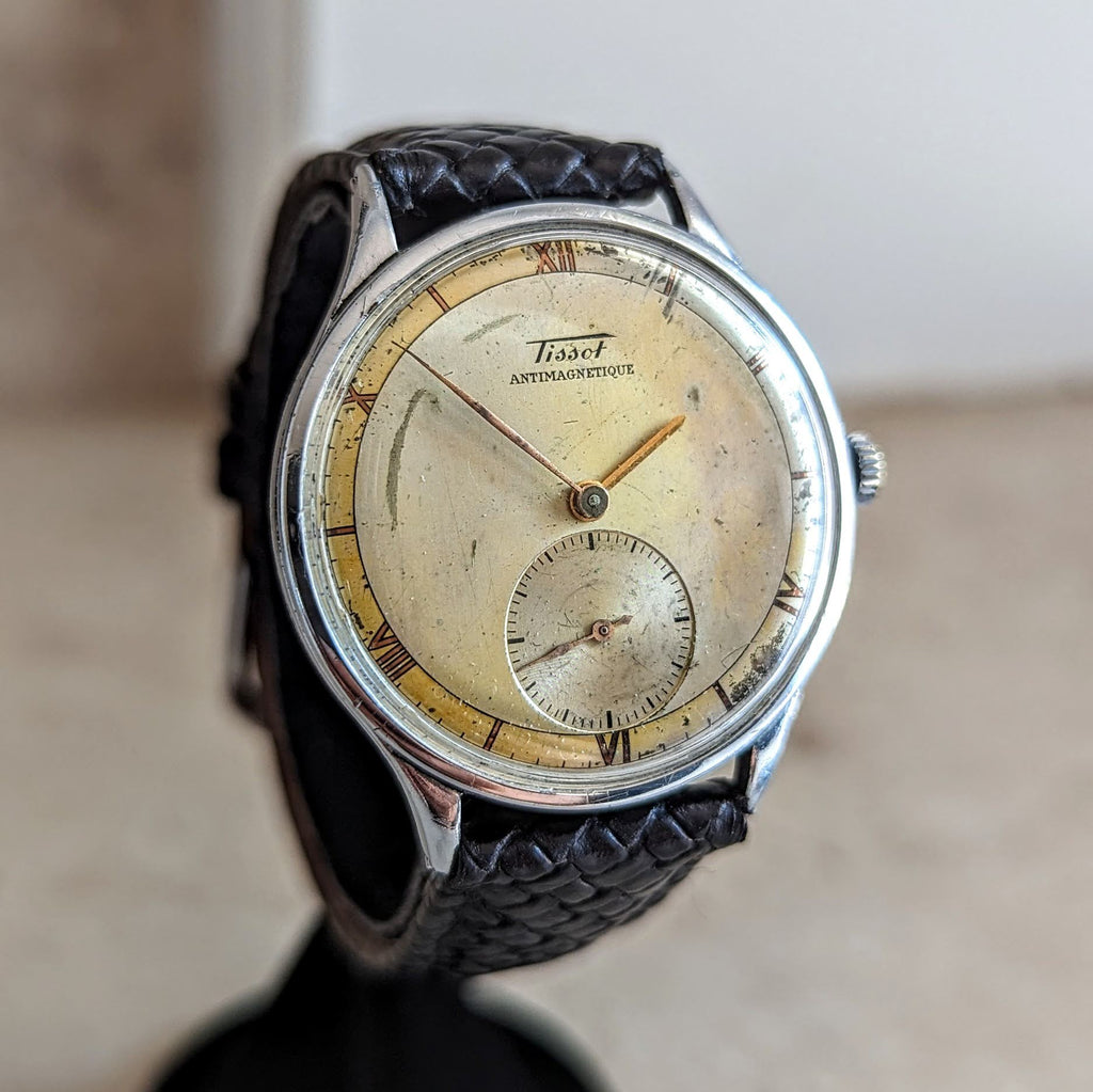 1943 TISSOT Antimagnetique Wristwatch Jumbo Case 35mm Swiss Watch – SECOND HAND HOROLOGY