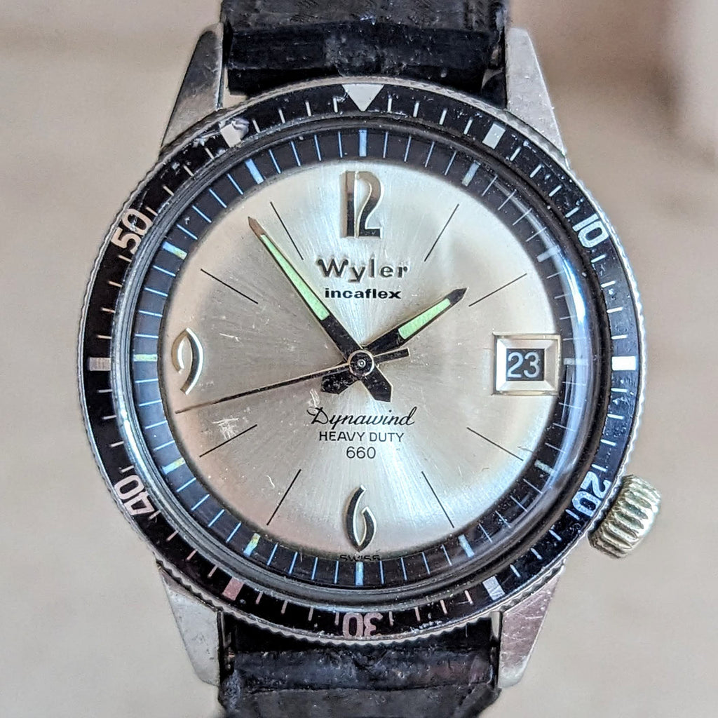 WYLER Incaflex Dynawind Heavy Duty 660 Diver Watch 17J Cal. ETA 2472 W ...