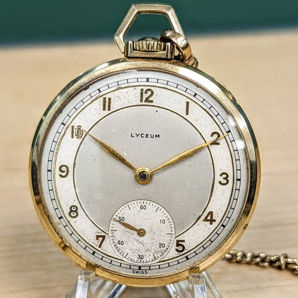 1940s LYCEUM Pocket Watch 17 Jewels 14K GOLD Vintage Swiss Made Watch ...