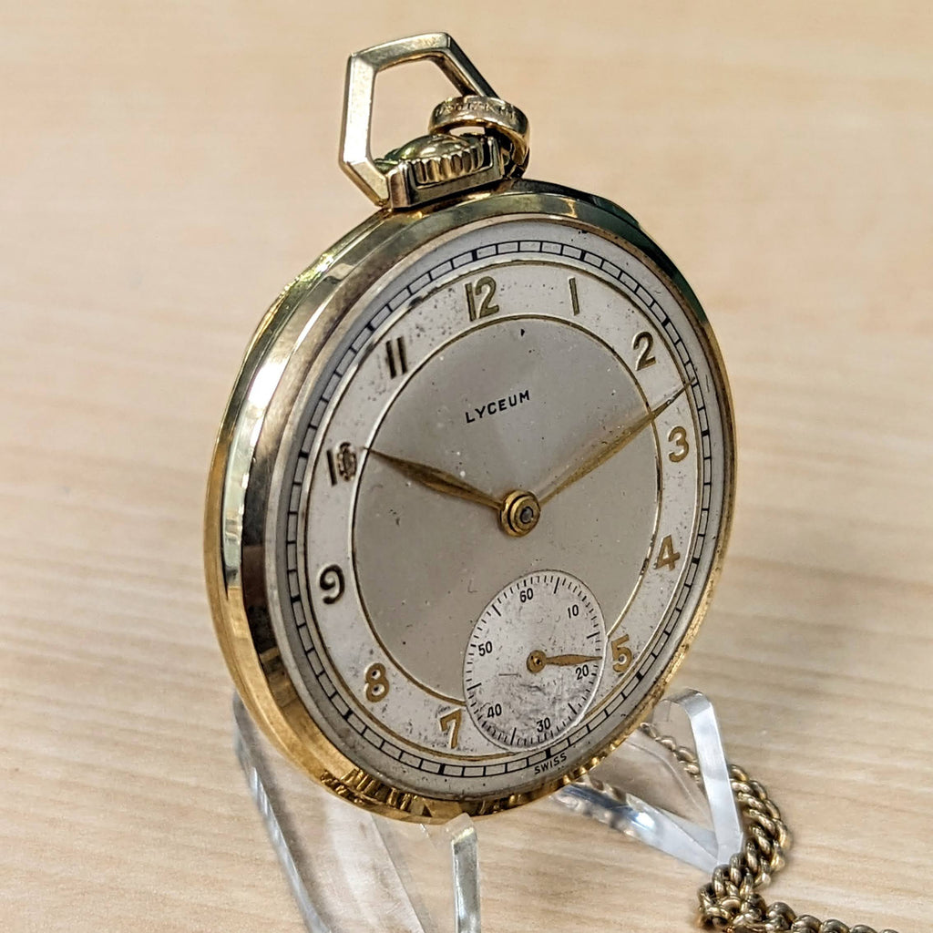 1940s LYCEUM Pocket Watch 17 Jewels 14K GOLD Vintage Swiss Made Watch ...