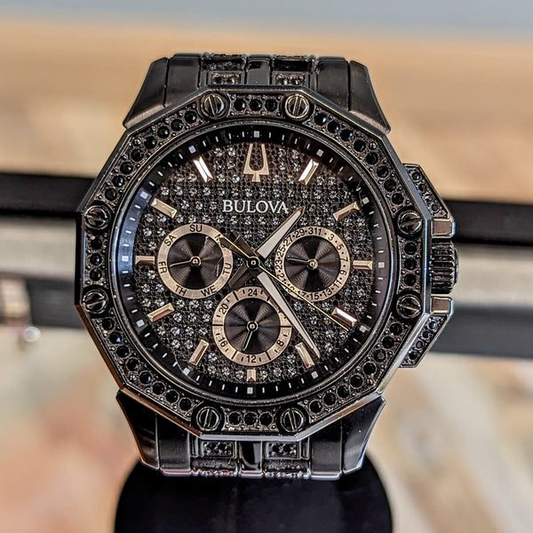 BULOVA Octava Crystal Watch 98C134 - 300 Crystales on the Black Tone S ...