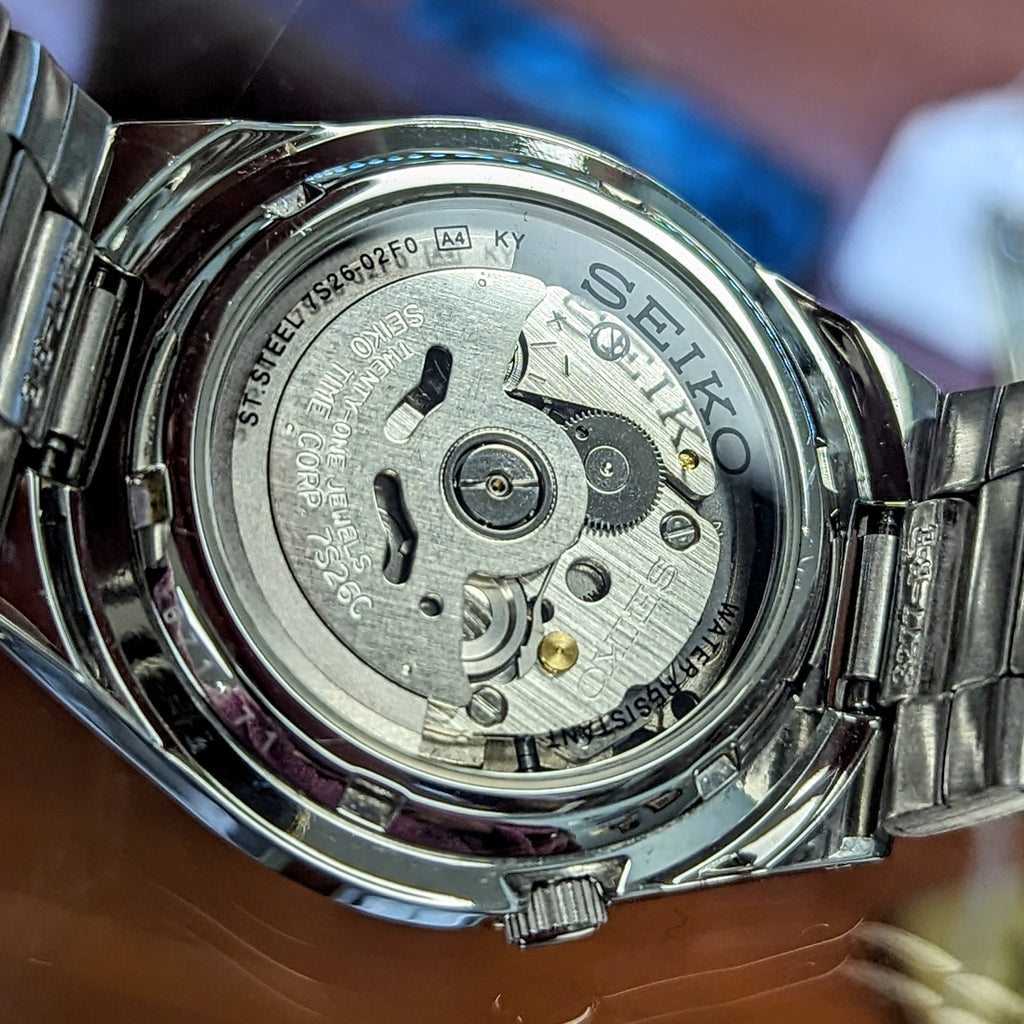 2016 SEIKO 5 Automatic Watch 21 Jewels 7S26-02F0 Blue Dial Display Bac ...