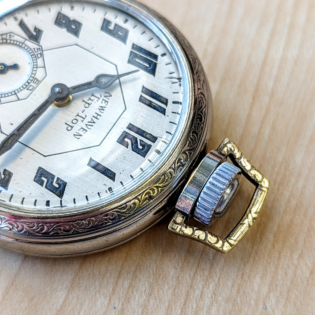 Art Deco NEW HAVEN Tip-Top Pocket Watch 16s U.S.A. Made Manual Wind Ti ...