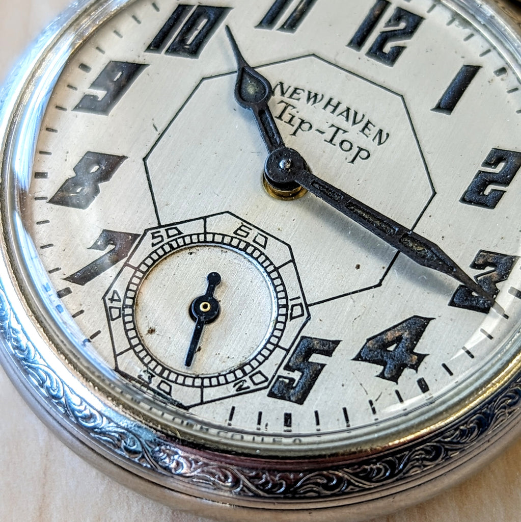 Art Deco NEW HAVEN Tip-Top Pocket Watch 16s U.S.A. Made Manual Wind Ti ...