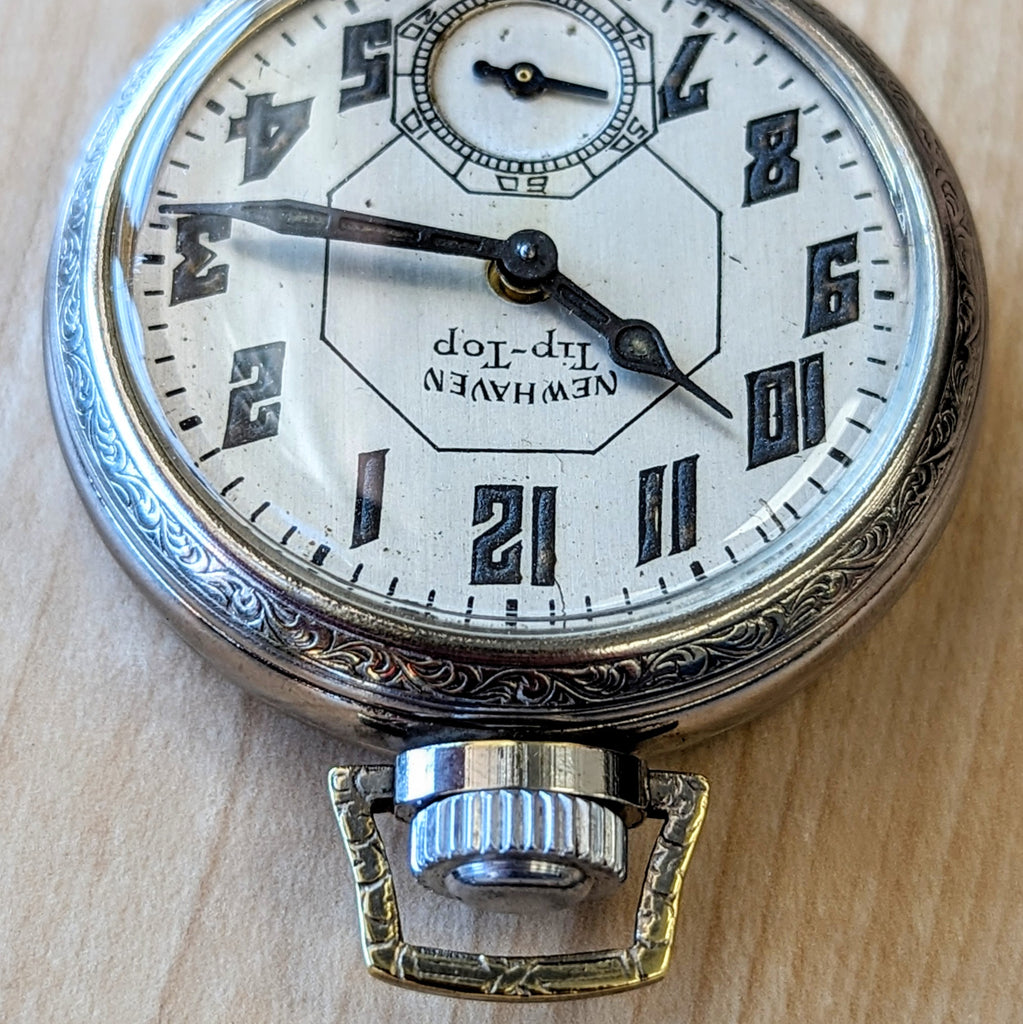Art Deco NEW HAVEN Tip-Top Pocket Watch 16s U.S.A. Made Manual Wind Ti ...
