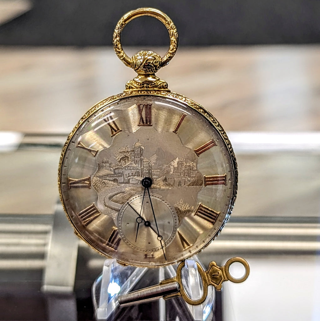 Antique M. J. TOBIAS Liverpool Key Wind Pocket Watch 18K Gold Open Fac ...
