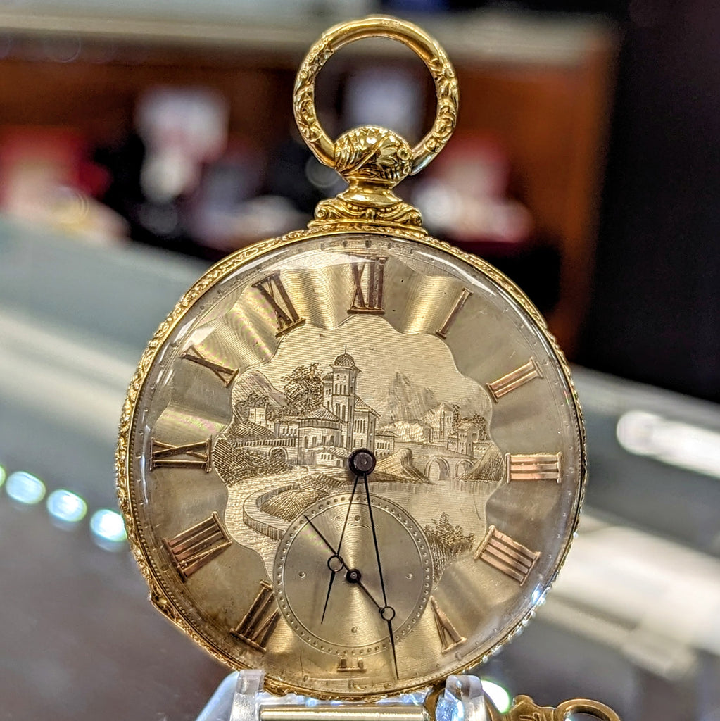 Antique M. J. TOBIAS Liverpool Key Wind Pocket Watch 18K Gold Open Fac ...