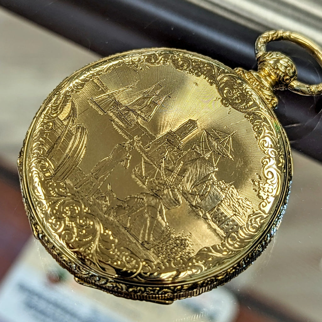 Antique M. J. TOBIAS Liverpool Key Wind Pocket Watch 18K Gold Open Fac ...