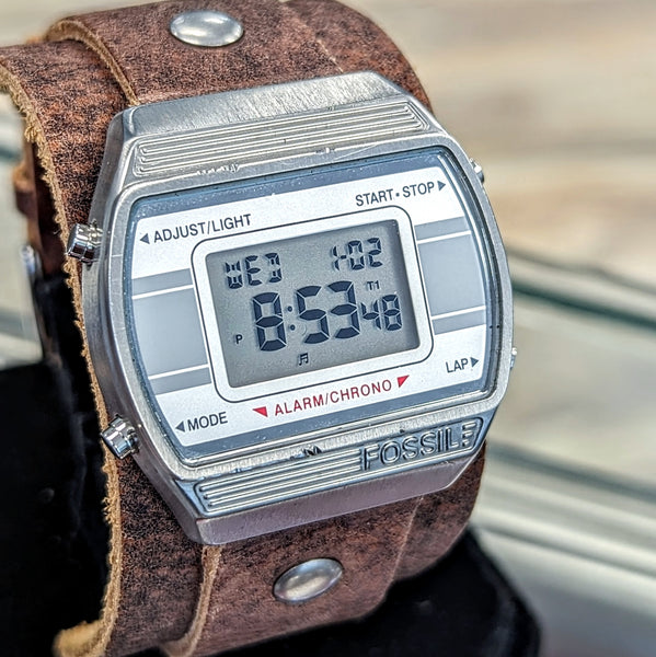 RARE Vintage FOSSIL Digital Alarm Chrono Watch JR-8857 Retro 38mm Wris ...