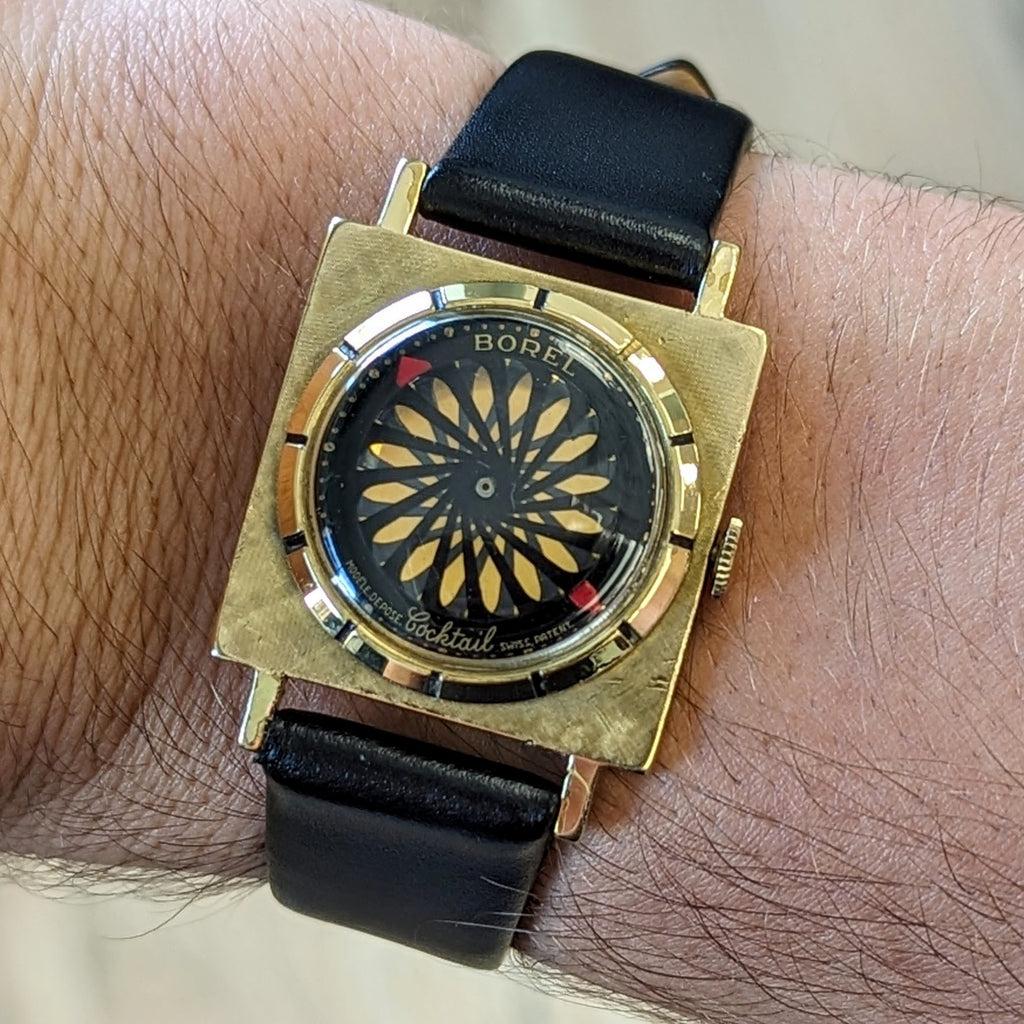 1950s ERNEST BOREL Cocktail Watch Kaleidoscope Dial 26mm Swiss Wristwa ...