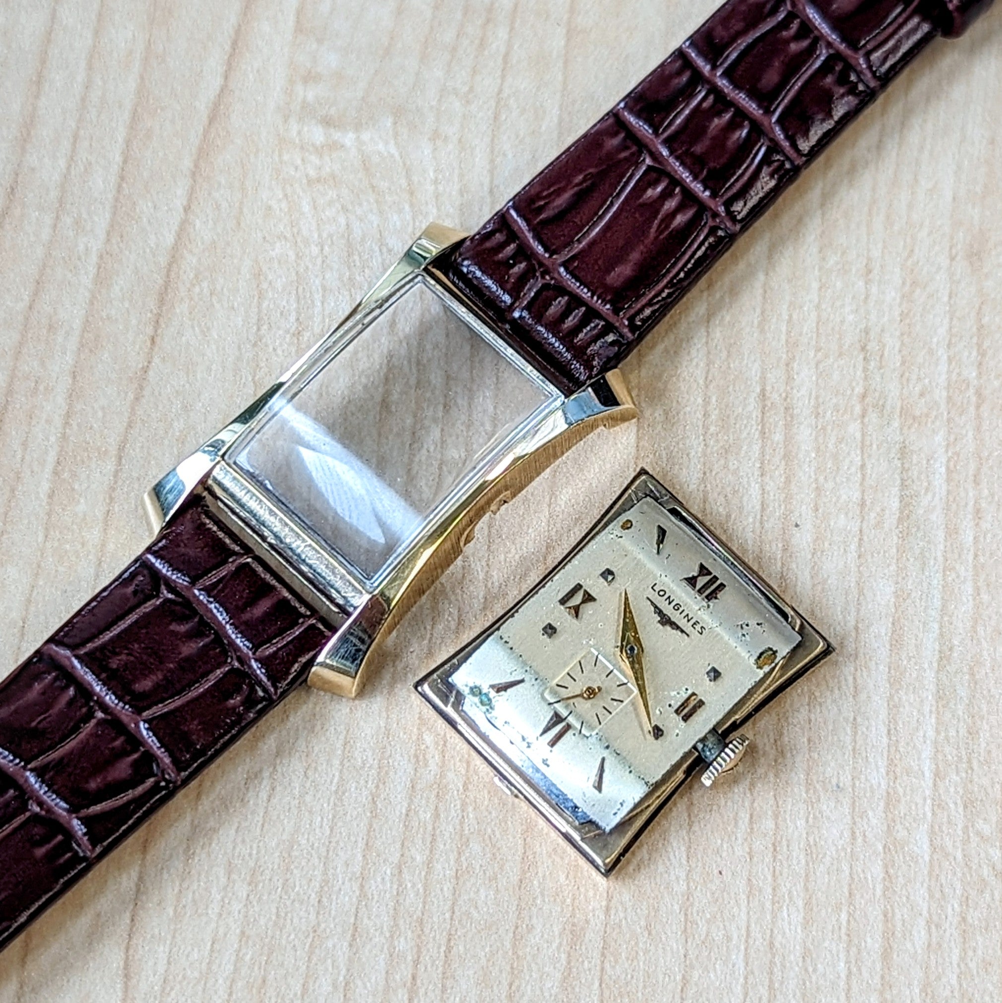 1950 LONGINES 14K Gold Hourglass Case Watch 17 Jewels 9LT Swiss Made W ...