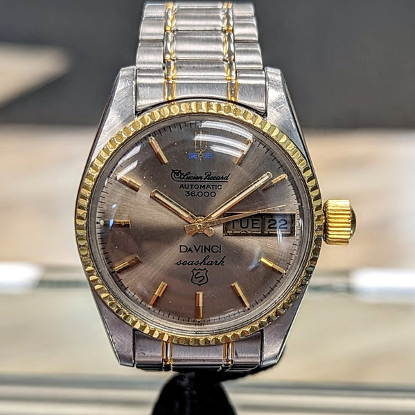 LUCIEN PICCARD Automatic 36.000 DaVinci Seashark Watch Day/Date ALL Tw ...