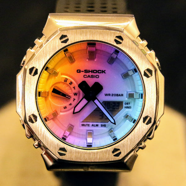 Brand-New Custom Casio G-Shock Watch CASIO Iridescent Dial GA-2100SRS ...