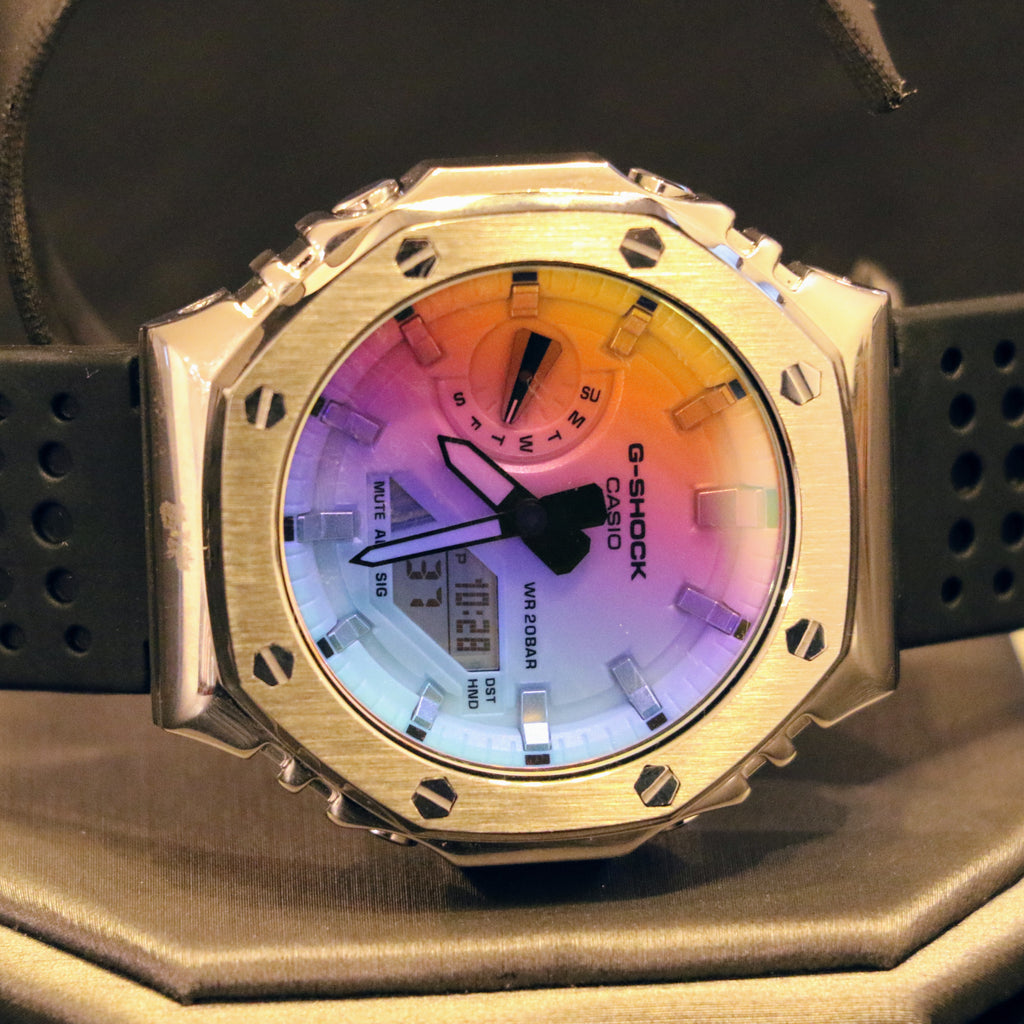 Brand-New Custom Casio G-Shock Watch CASIO Iridescent Dial GA-2100SRS ...