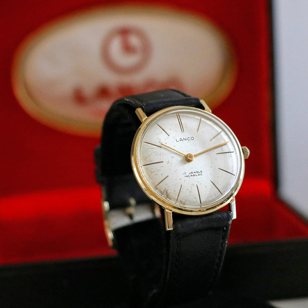 LANCO Watch 14K GOLD 17 Jewels Incabloc Swiss Manual Wristwatch - In B ...