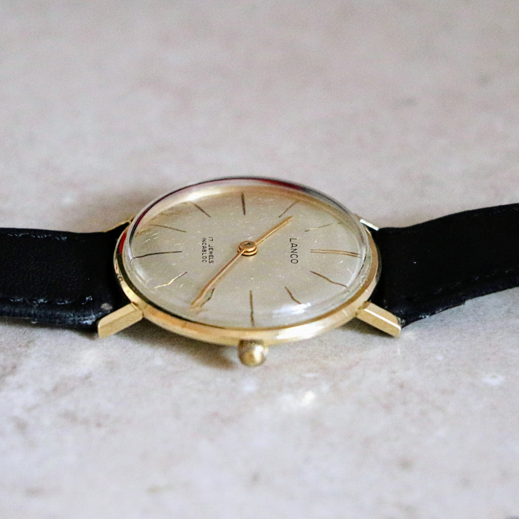 LANCO Watch 14K GOLD 17 Jewels Incabloc Swiss Manual Wristwatch - In B ...
