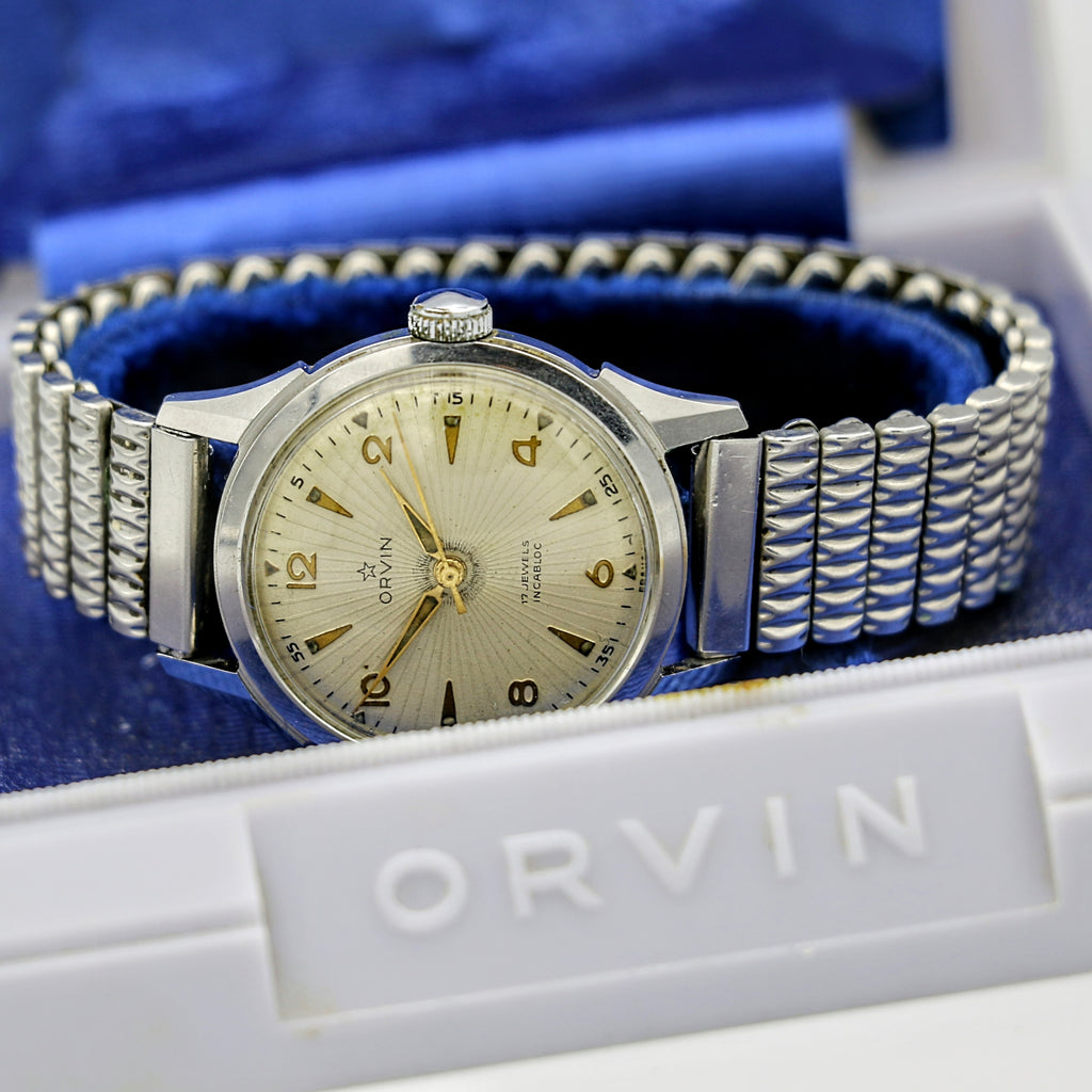 ORVIN Incabloc Watch 17 Jewels 32mm France Made Wristwatch Original Bo ...