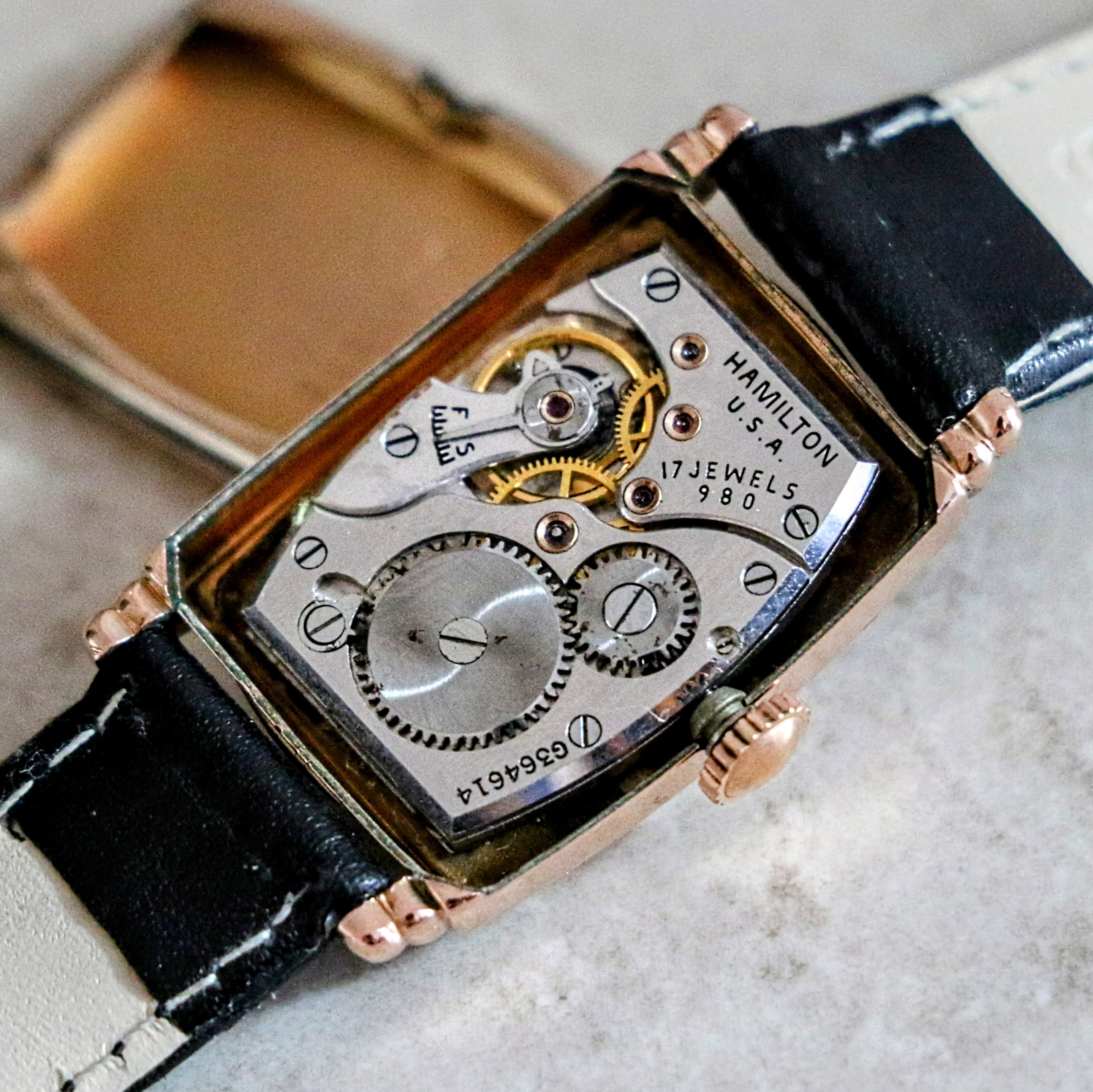 1941 HAMILTON Myron Wristwatch 10K Coral (Rose) G.F. Watch Grade 980 U ...