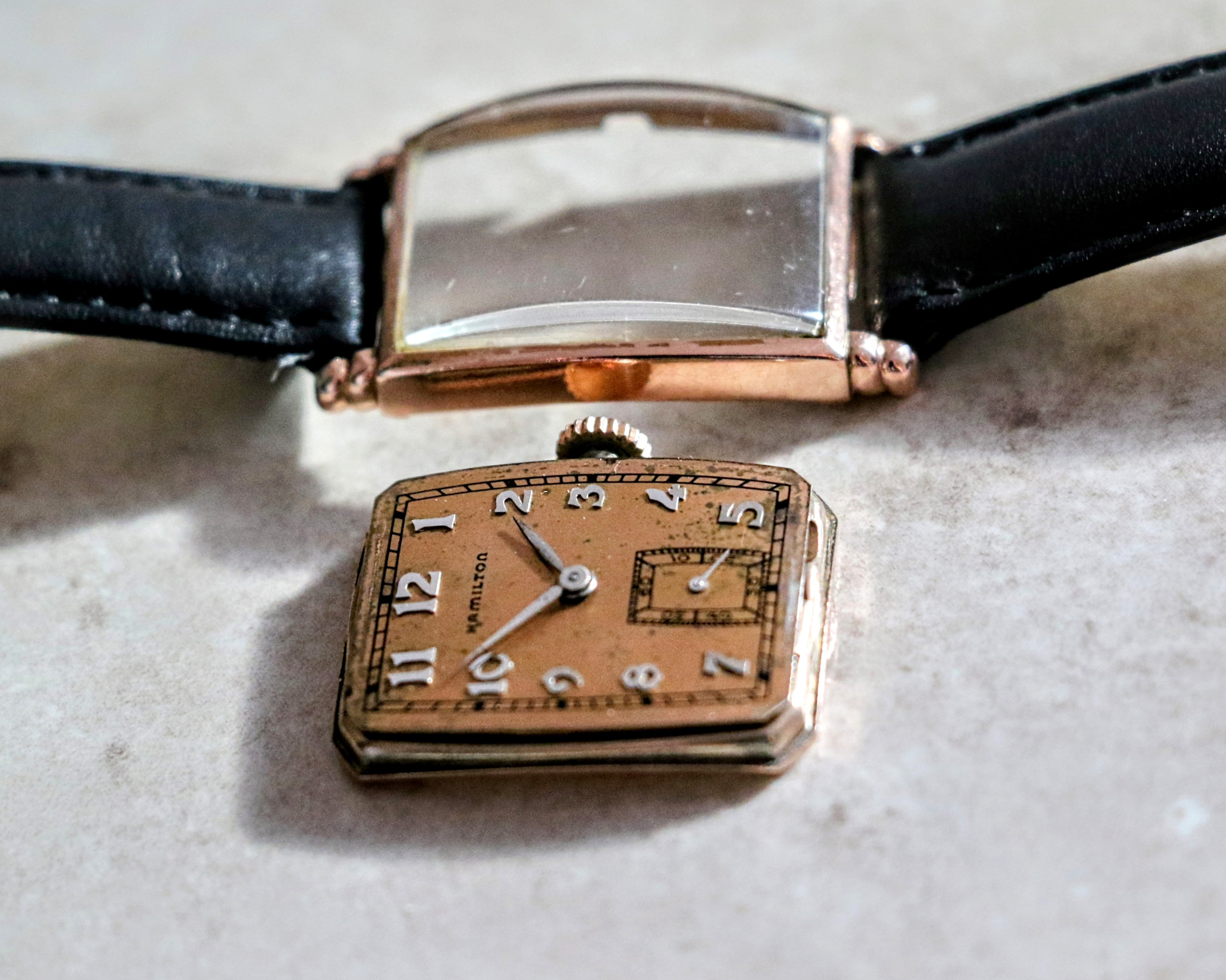 1941 HAMILTON Myron Wristwatch 10K Coral (Rose) G.F. Watch Grade 980 U ...