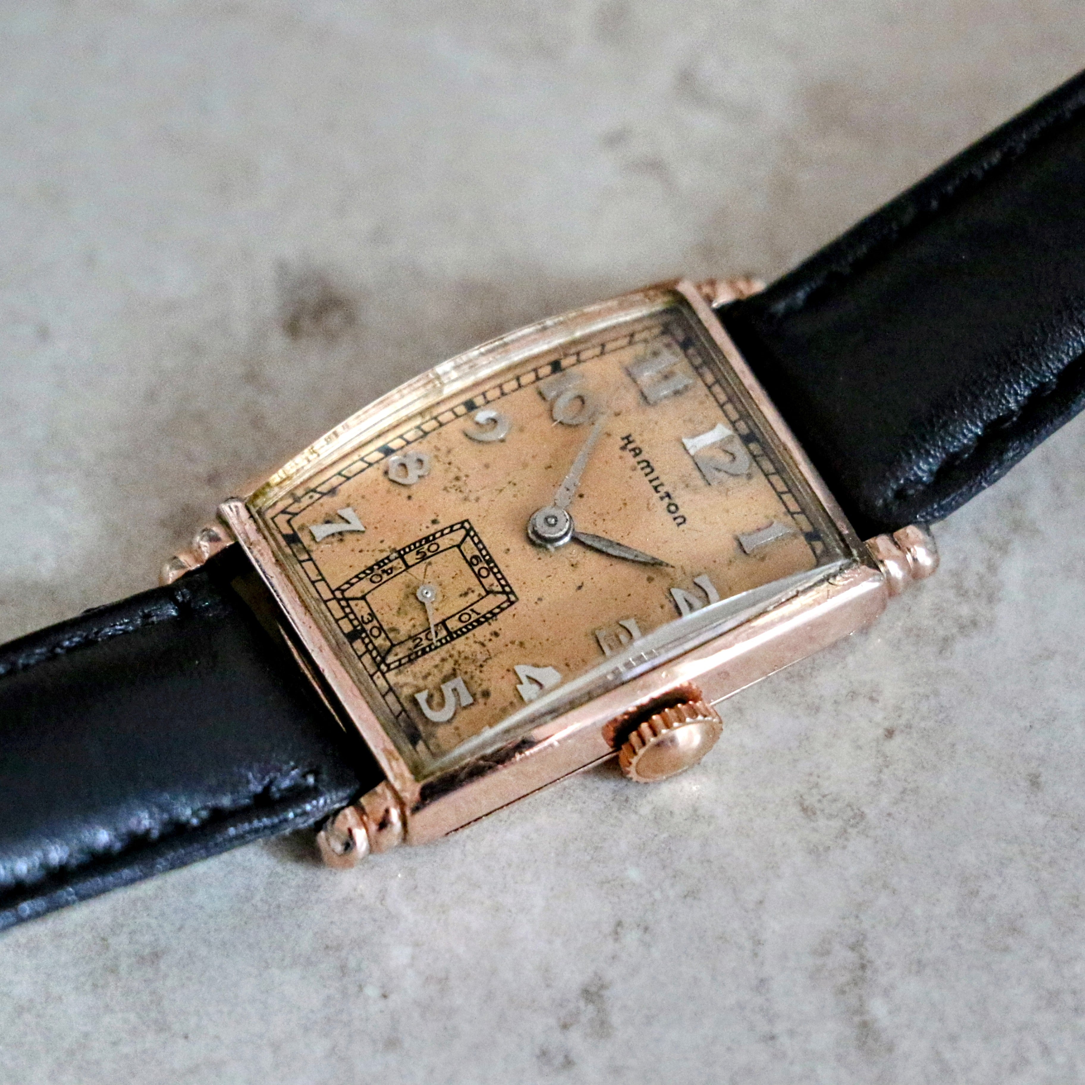 1941 HAMILTON Myron Wristwatch 10K Coral (Rose) G.F. Watch Grade 980 U ...