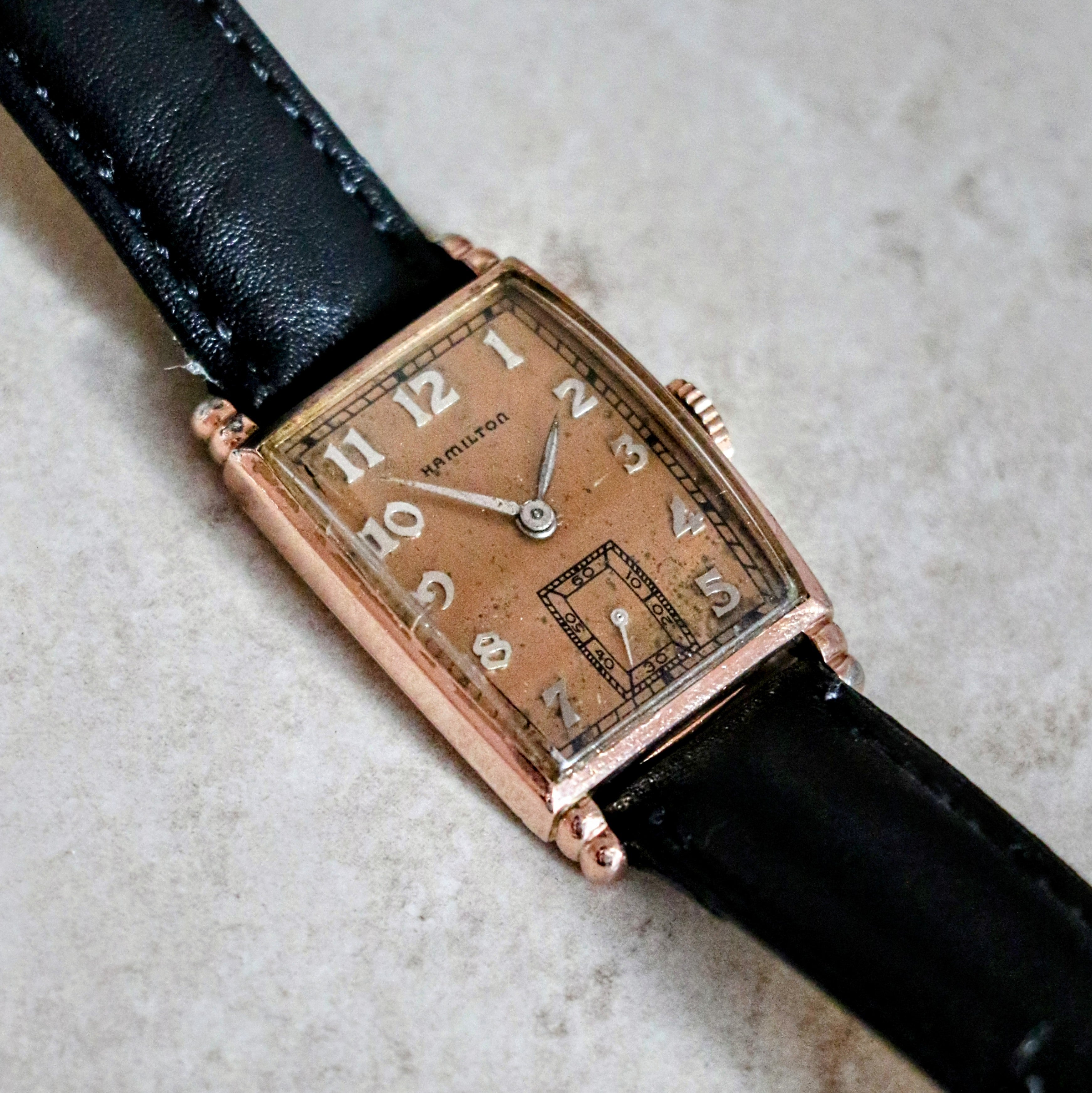 1941 HAMILTON Myron Wristwatch 10K Coral (Rose) G.F. Watch Grade 980 U ...