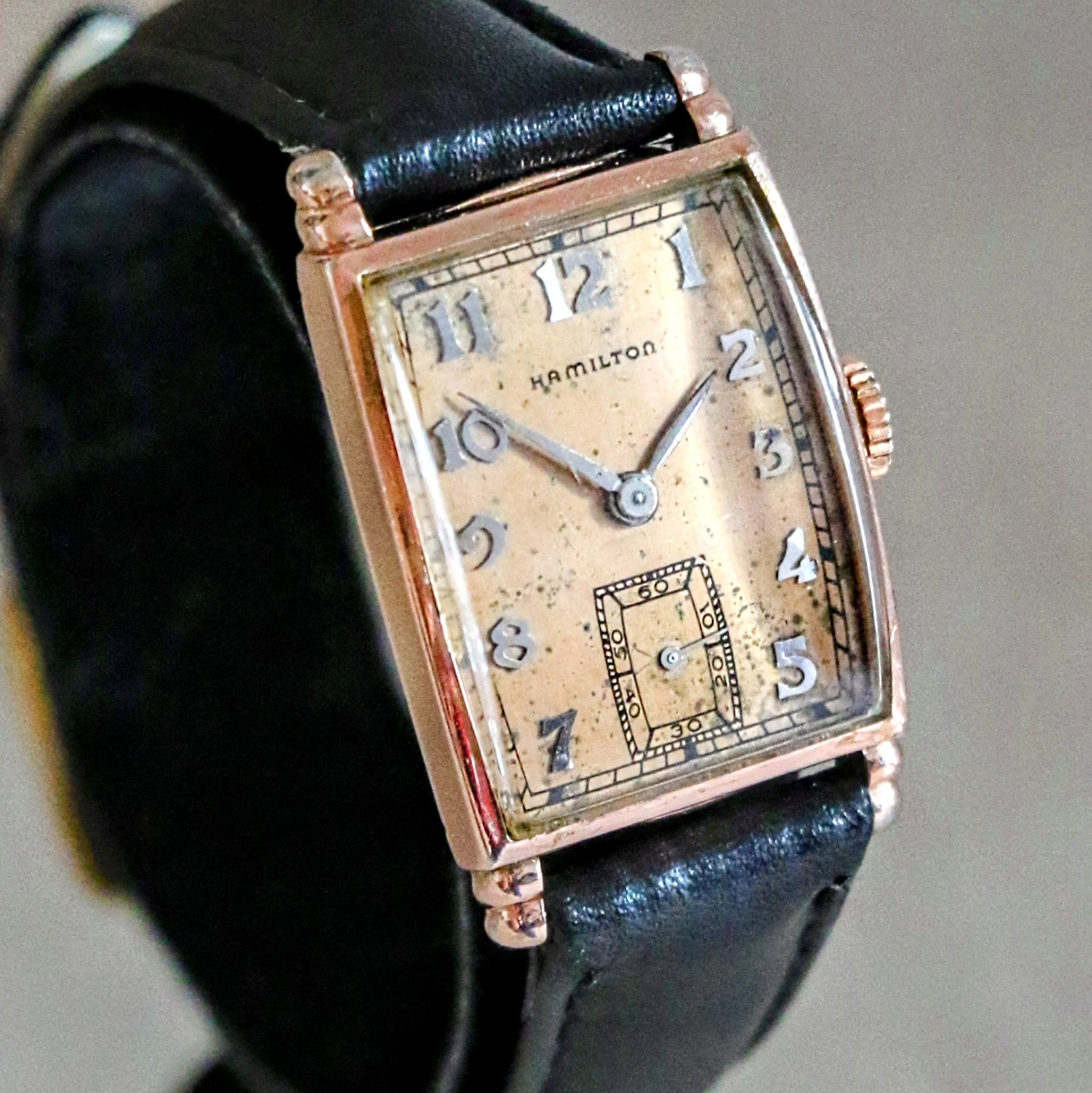 1941 HAMILTON Myron Wristwatch 10K Coral (Rose) G.F. Watch Grade 980 U ...