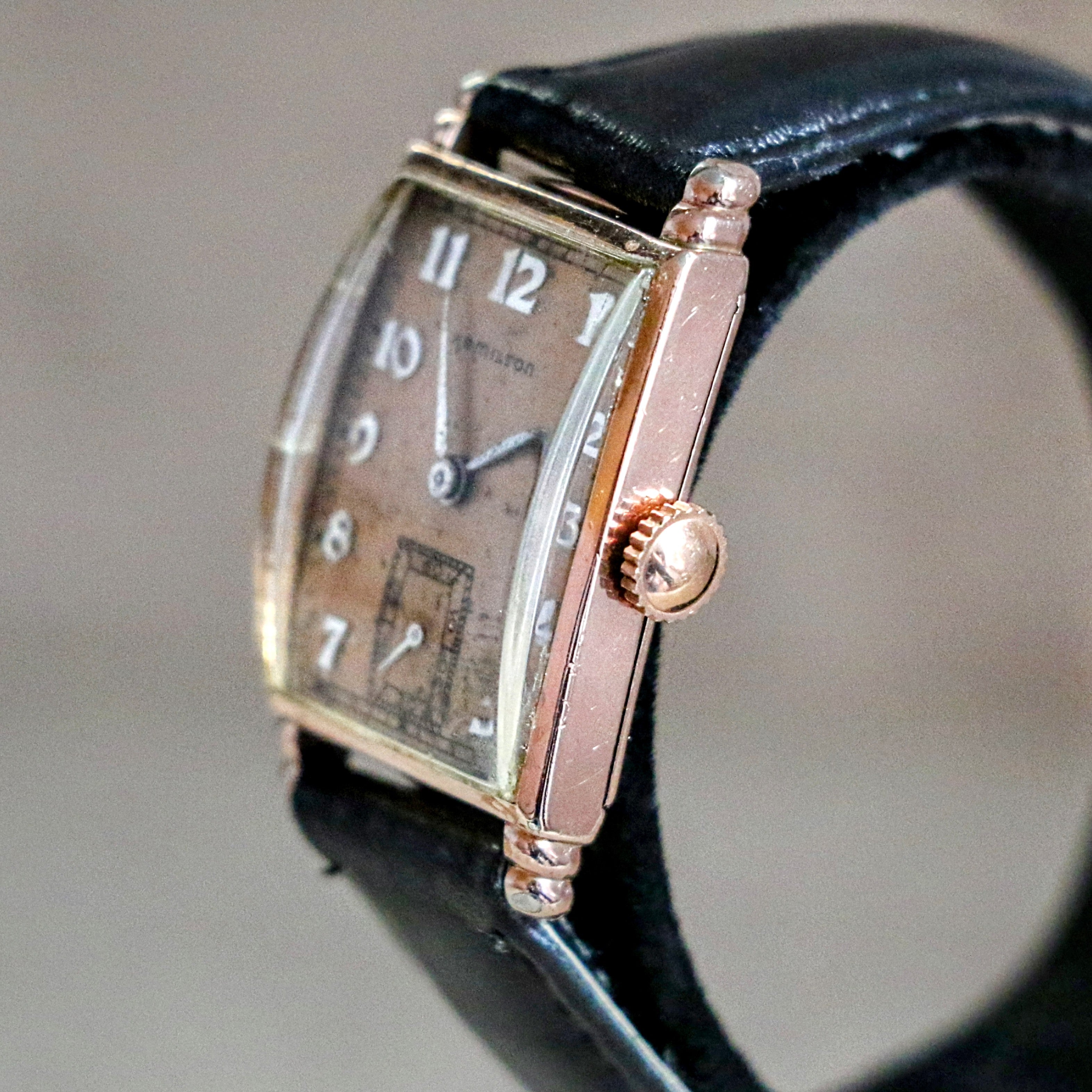1941 HAMILTON Myron Wristwatch 10K Coral (Rose) G.F. Watch Grade 980 U ...