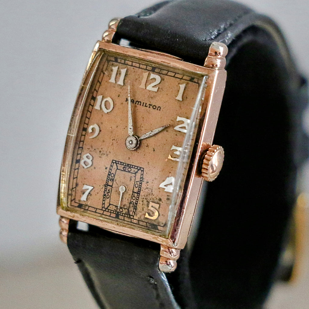 1941 HAMILTON Myron Wristwatch 10K Coral (Rose) G.F. Watch Grade 980 U ...