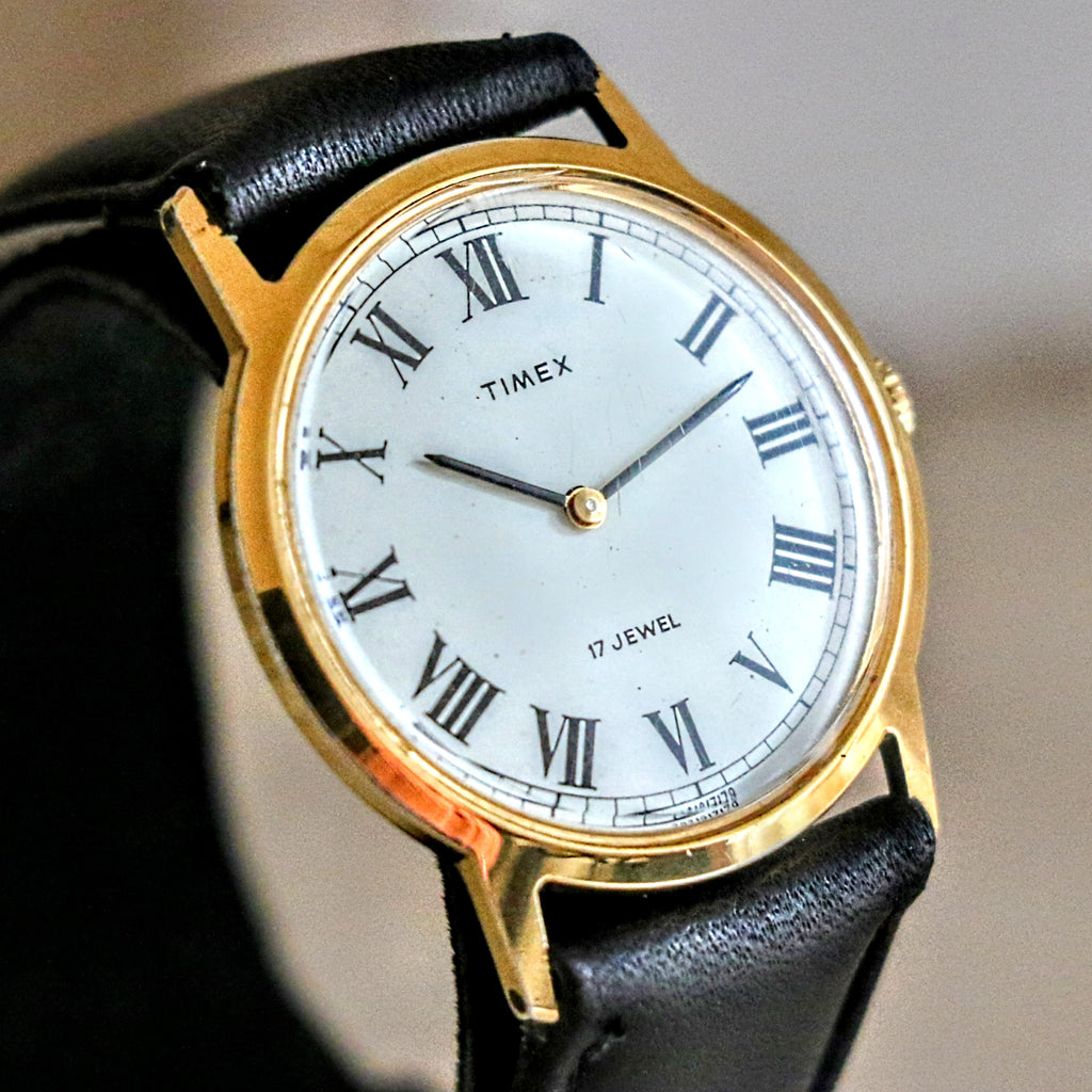 1979 TIMEX Watch Roman Numerals 17 Jewels Manual Wind 33mm Wristwatch ...