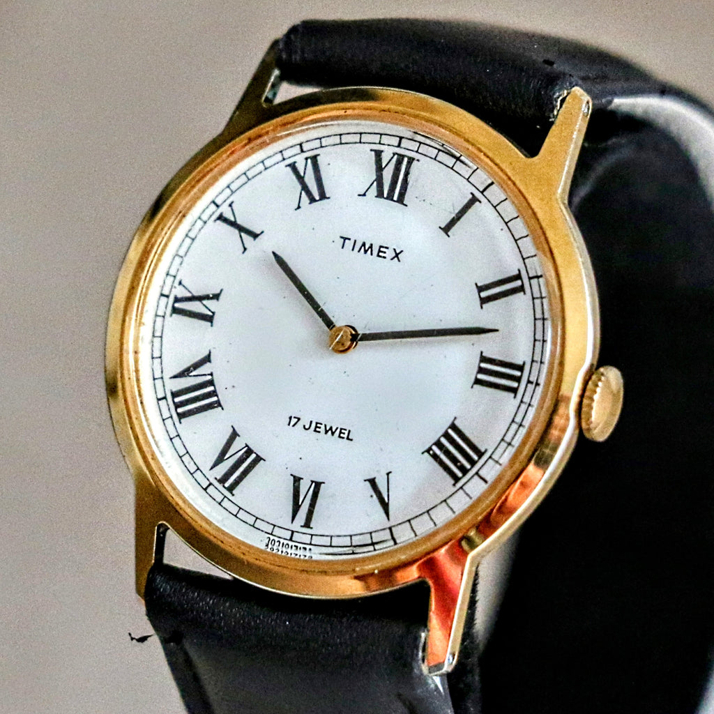 1979 TIMEX Watch Roman Numerals 17 Jewels Manual Wind 33mm Wristwatch ...