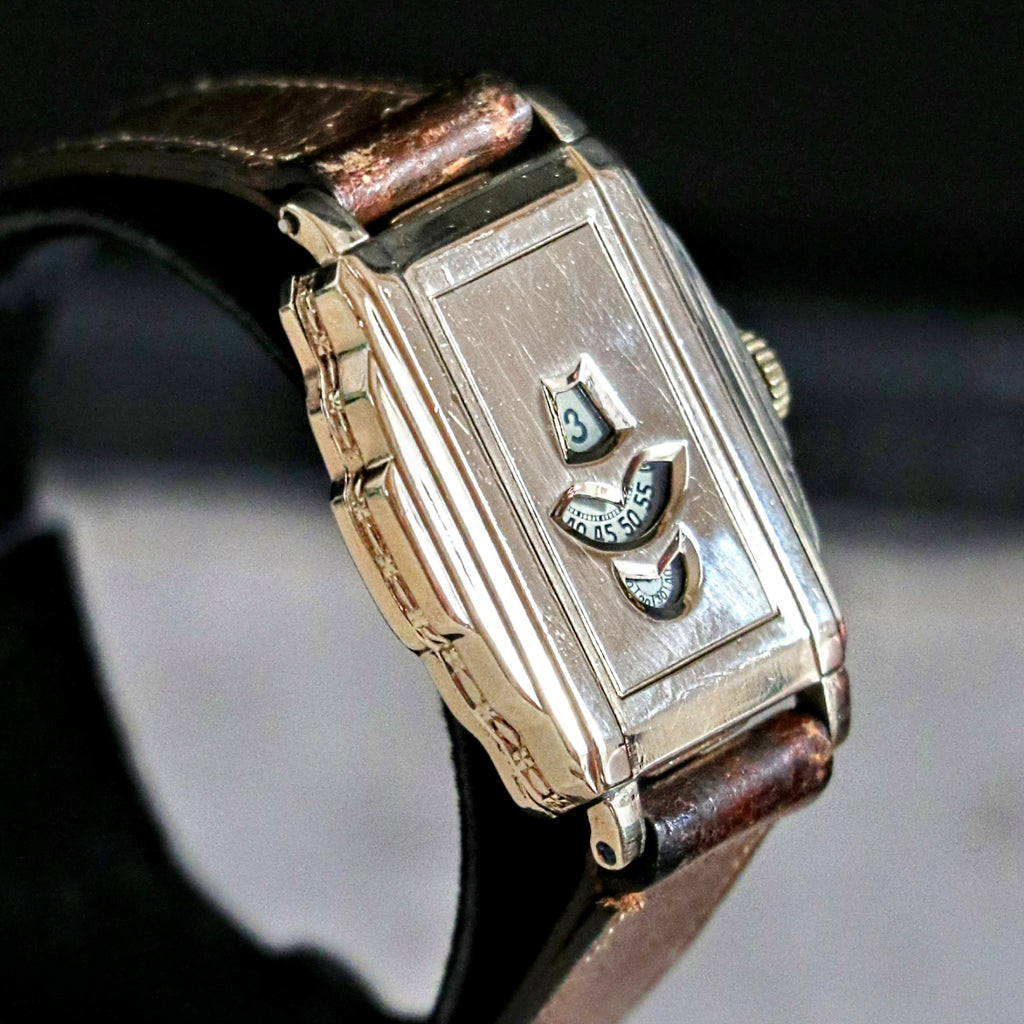 OLLENDORFF Jump Hour Wristwatch Vintage Digital Watch Swiss Made 7 Jew ...