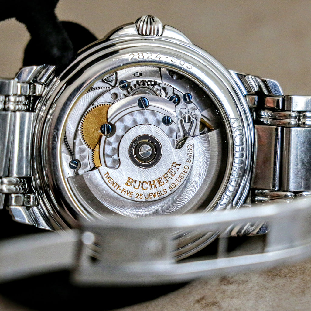 BUCHERER Archimedes Automatic Wristwatch 25 Jewels ADJ Ref. 2824-505 S ...