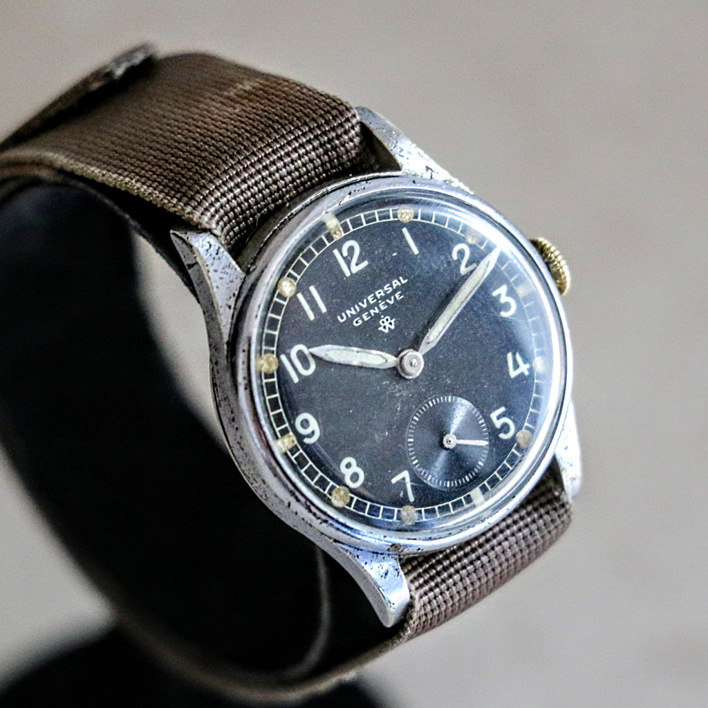 1939 UNIVERSAL GENEVE Royal Dutch Army WWII Wristwatch Military Issue ...