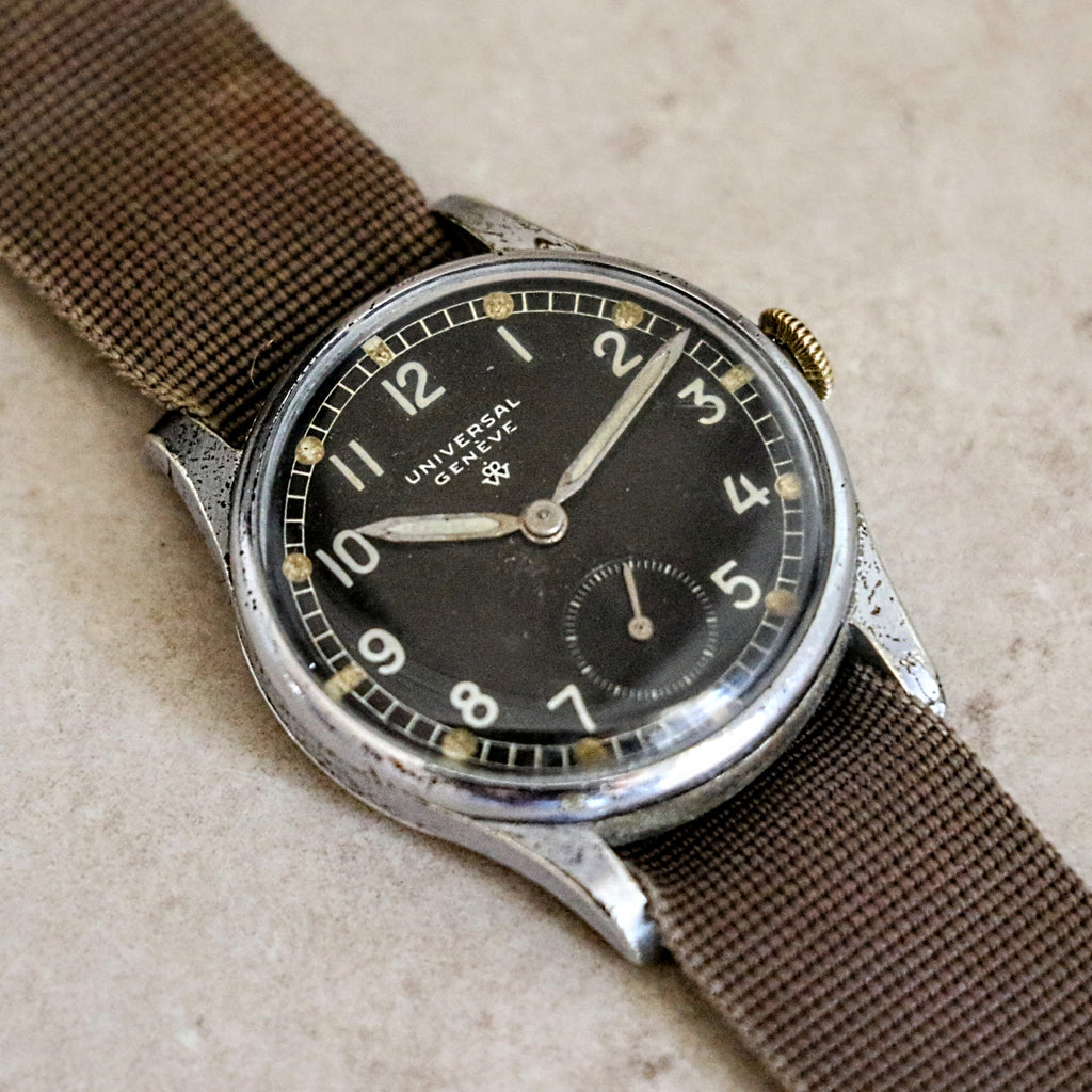 1939 UNIVERSAL GENEVE Royal Dutch Army WWII Wristwatch Military Issue ...
