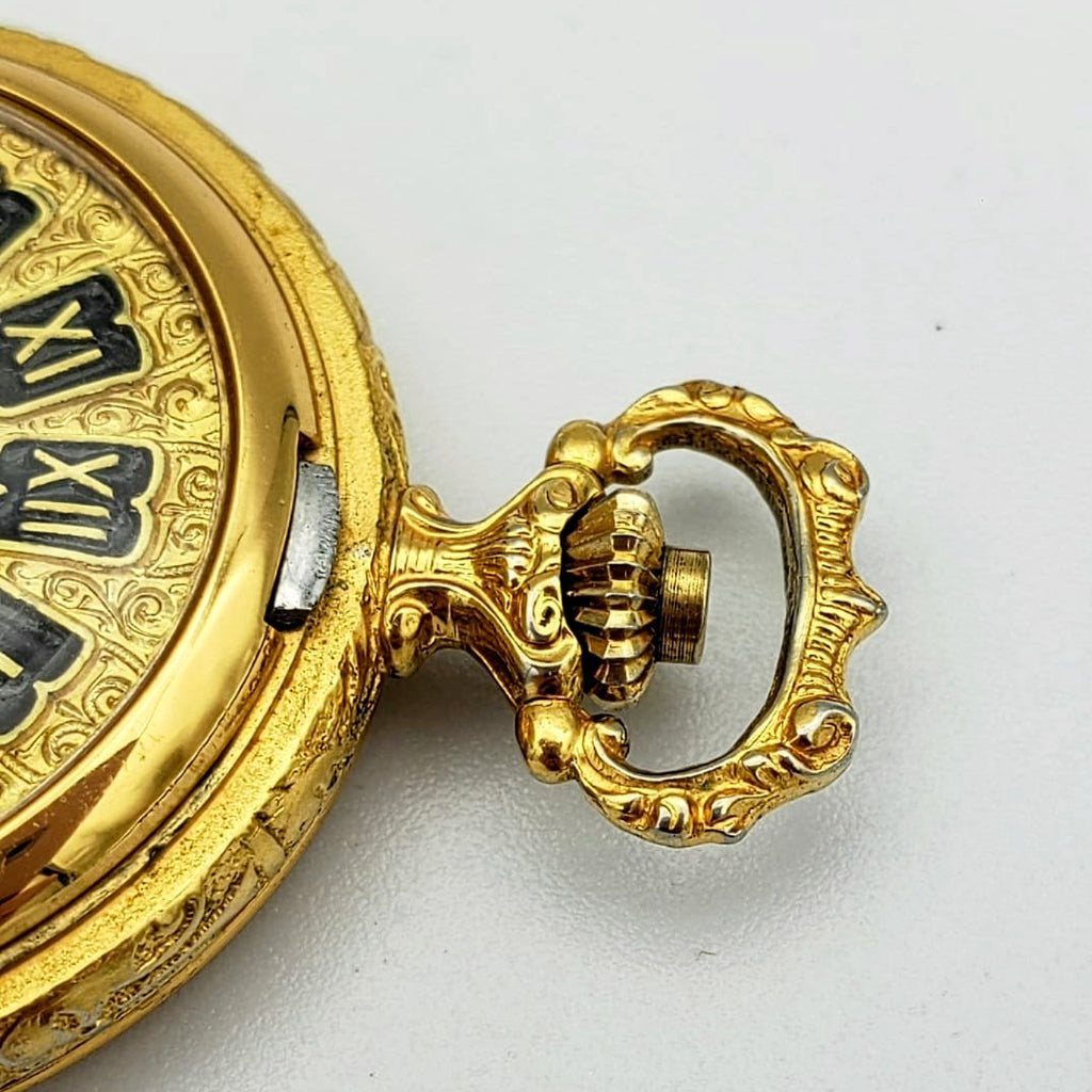 Vintage SHEFFIELD Ladies Pocket Watch Swiss Caliber EB 8800 Floral Ena ...