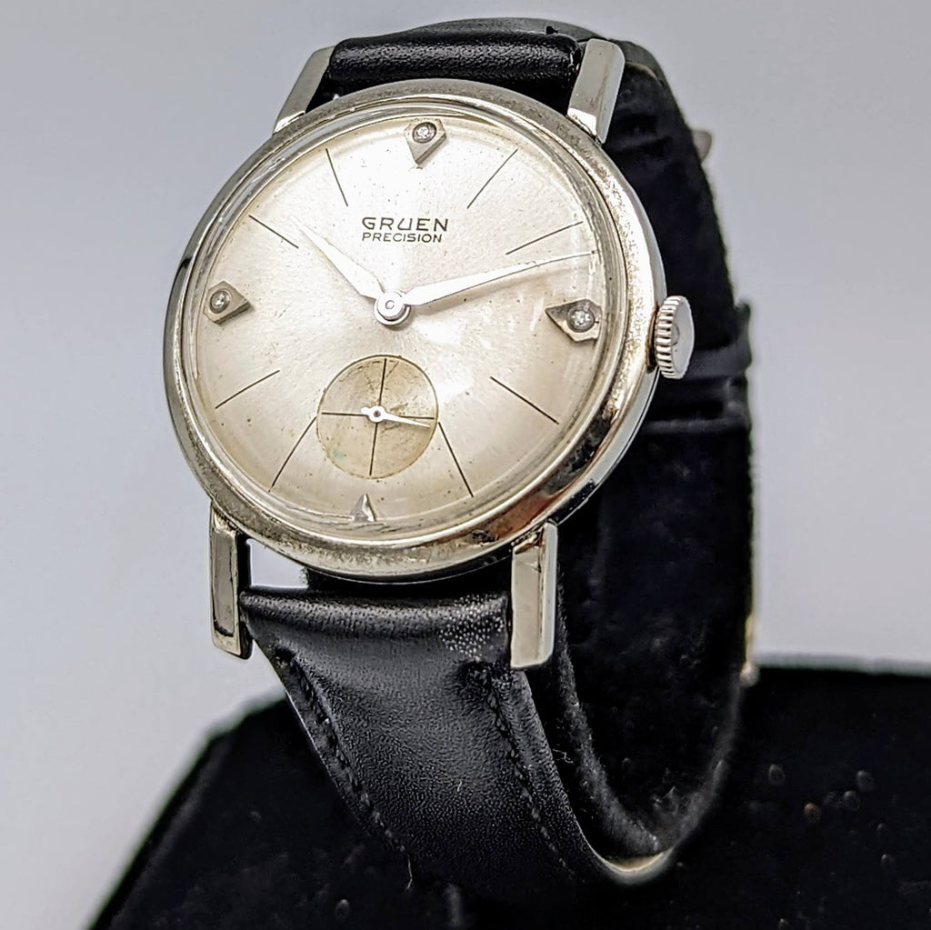 Vintage GRUEN Precision Diamond Dial Watch Cal. 510 Wristwatch in Disp ...