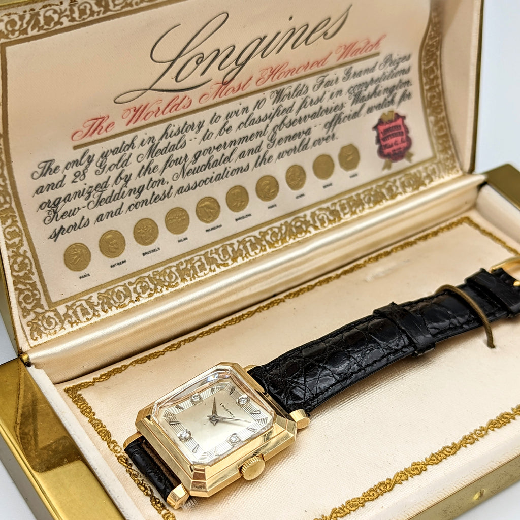 LONGINES President Garfield Watch Diamond Dial 14K GOLD Cal. 23Z Wrist ...