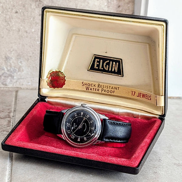 ELGIN Dolphin Watch Durapower Shockmaster Wristwatch Ref. 5918 Black D ...